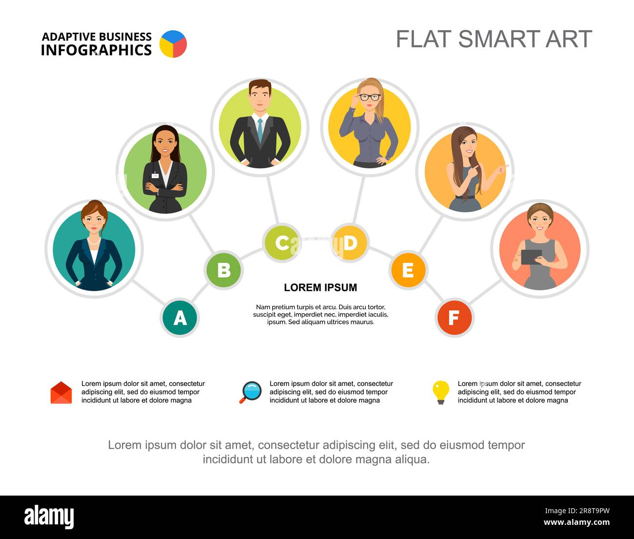 Six workers team process chart template for presentation Stock Vector ...