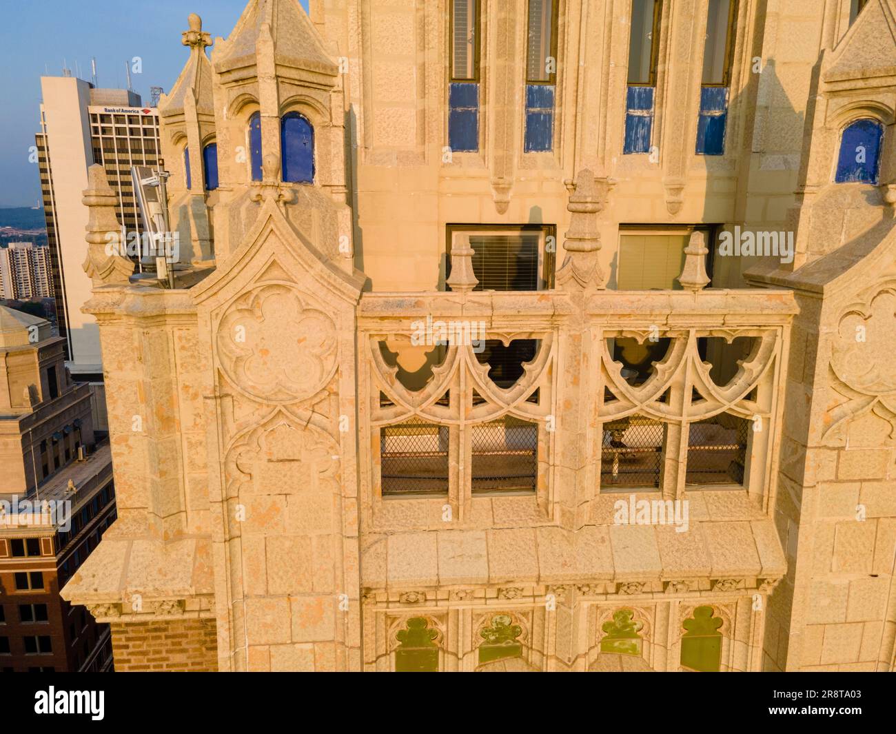 Aerial photograph of Philtower Building in downtown Tulsa on a June ...