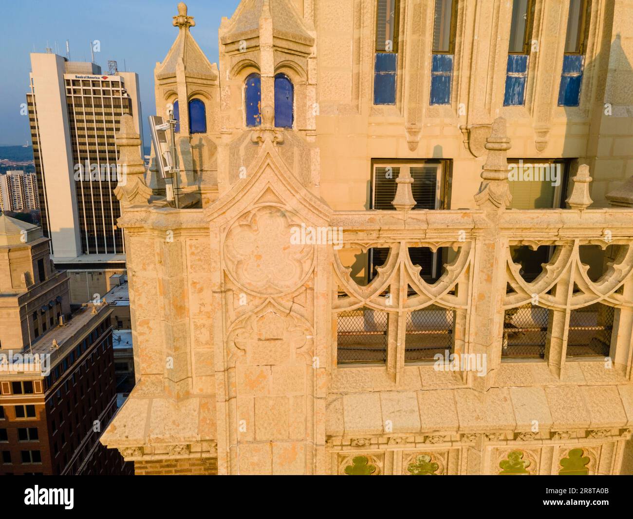 Aerial photograph of Philtower Building in downtown Tulsa on a June ...
