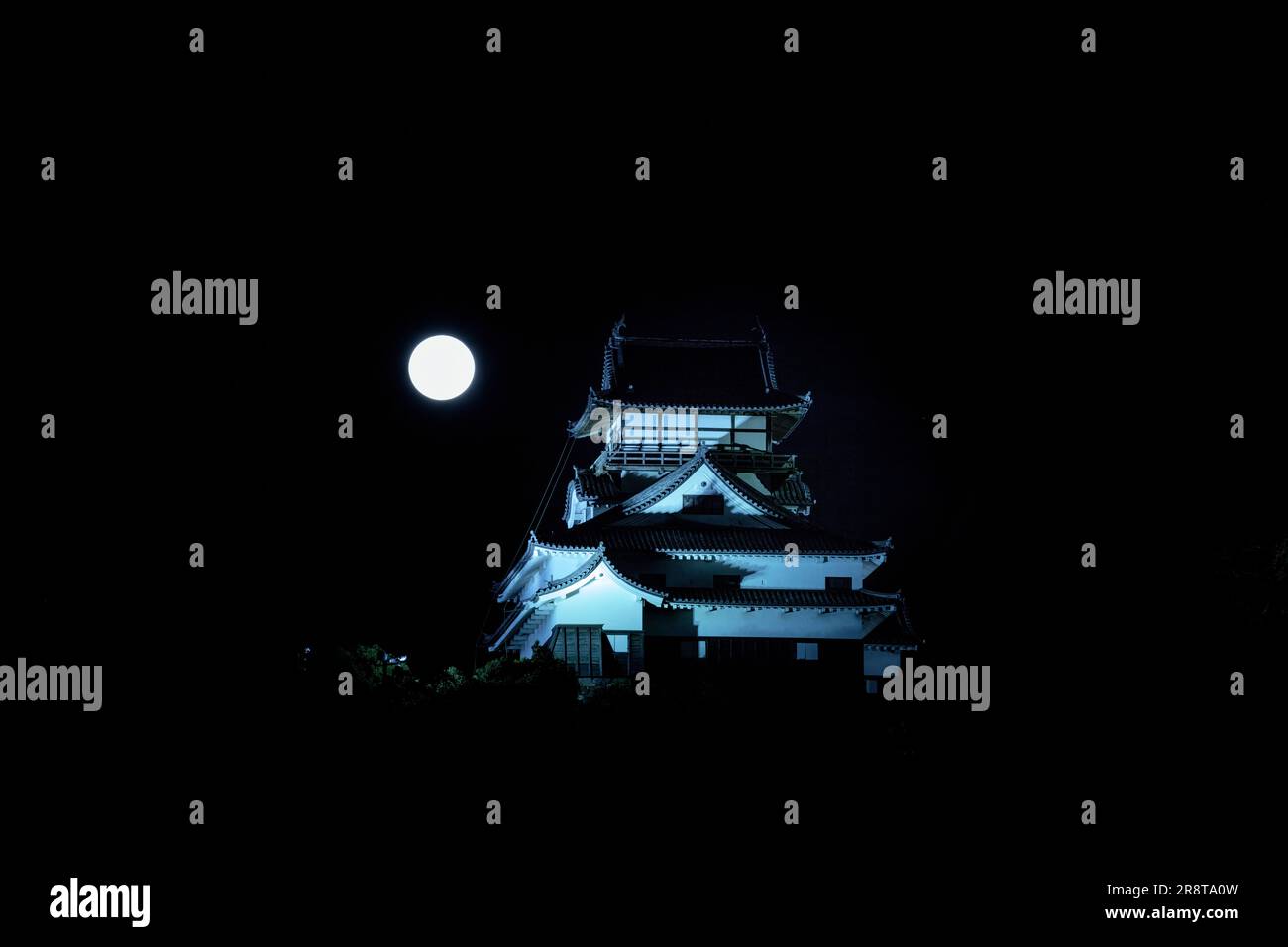 Inuyama Castle under full moon Stock Photo - Alamy
