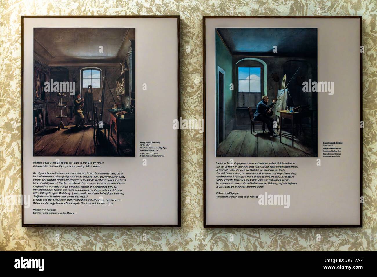 Juxtaposition of two paintings showing the studios of painters Gerhard ...