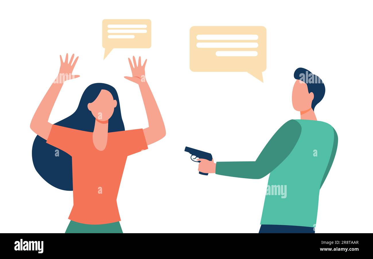 Angry guy threatening scary woman with gun Stock Vector Image & Art - Alamy