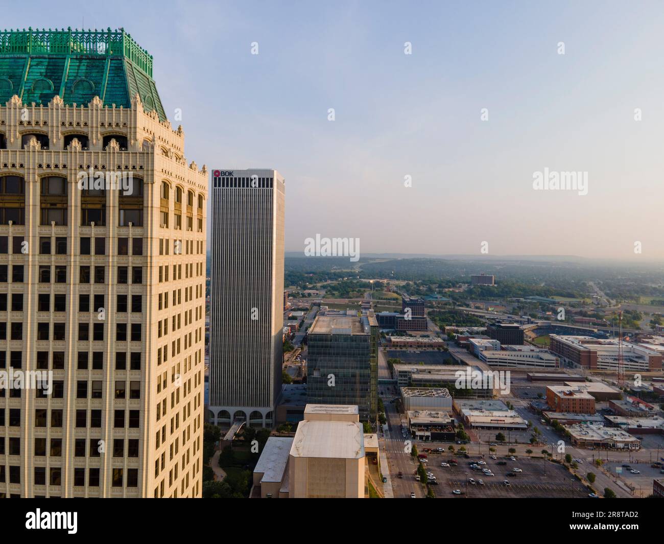 Aerial photograph of downtown Tulsa on a June morning Stock Photo - Alamy