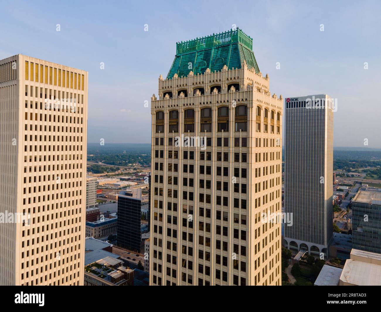 Aerial photograph of downtown Tulsa on a June morning Stock Photo - Alamy