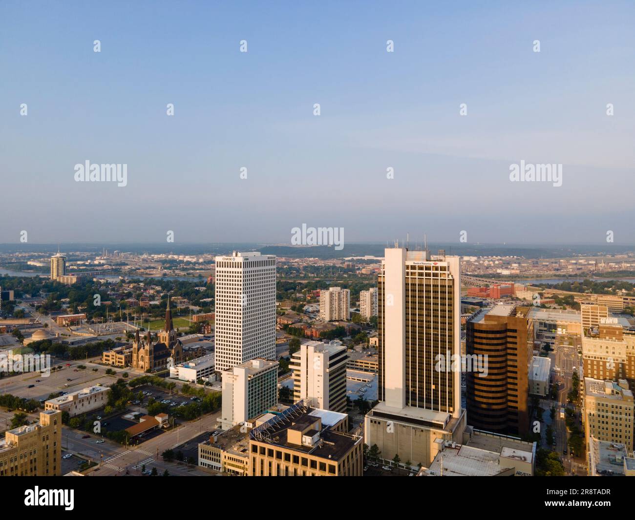 Aerial photograph of downtown Tulsa on a June morning Stock Photo - Alamy