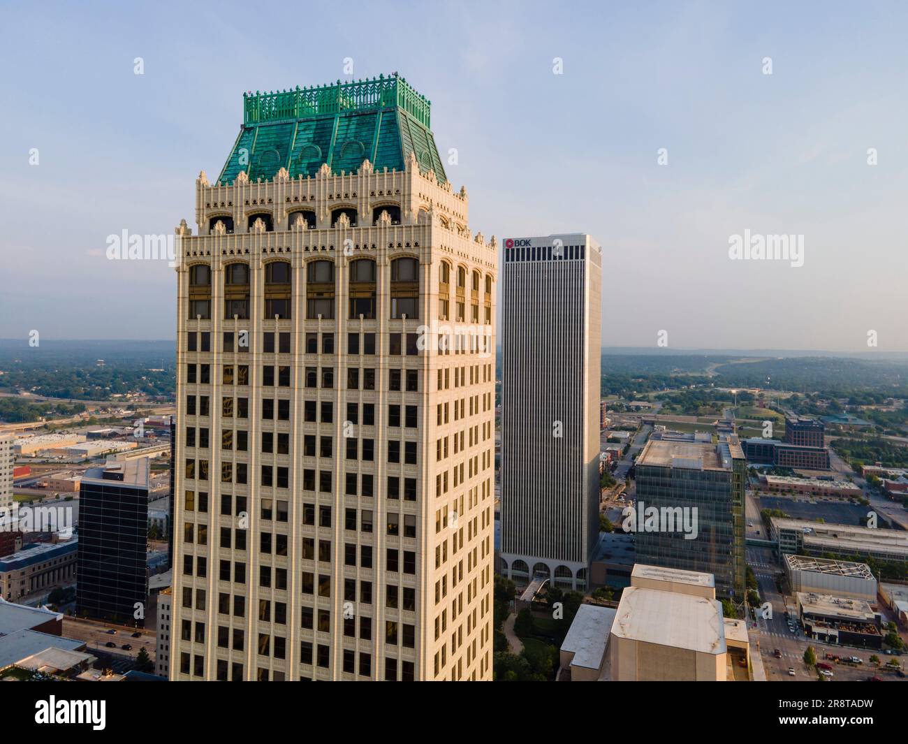 Aerial photograph of downtown Tulsa on a June morning Stock Photo - Alamy