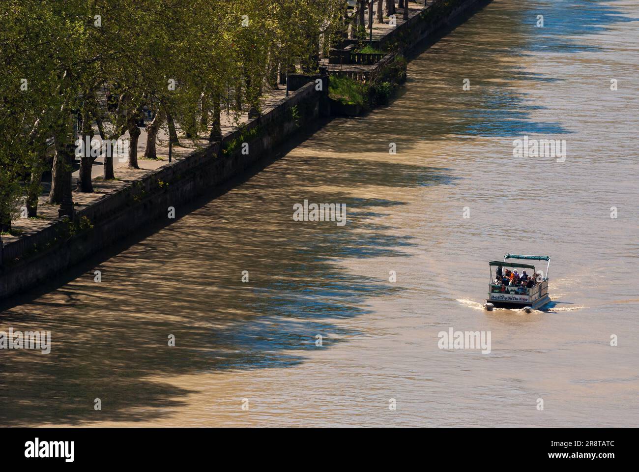 Georgia, Tbilisi - April 24, 2021: Tourists ride on a pleasure boat ...