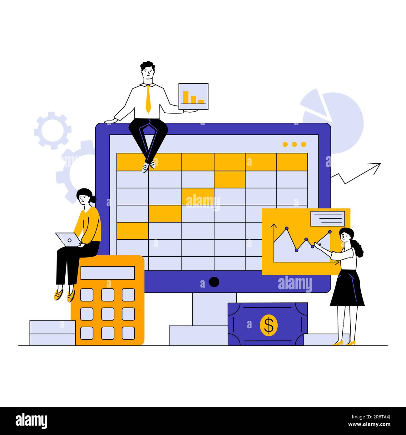 Preparation for bookkeeping report flat vector illustration Stock ...