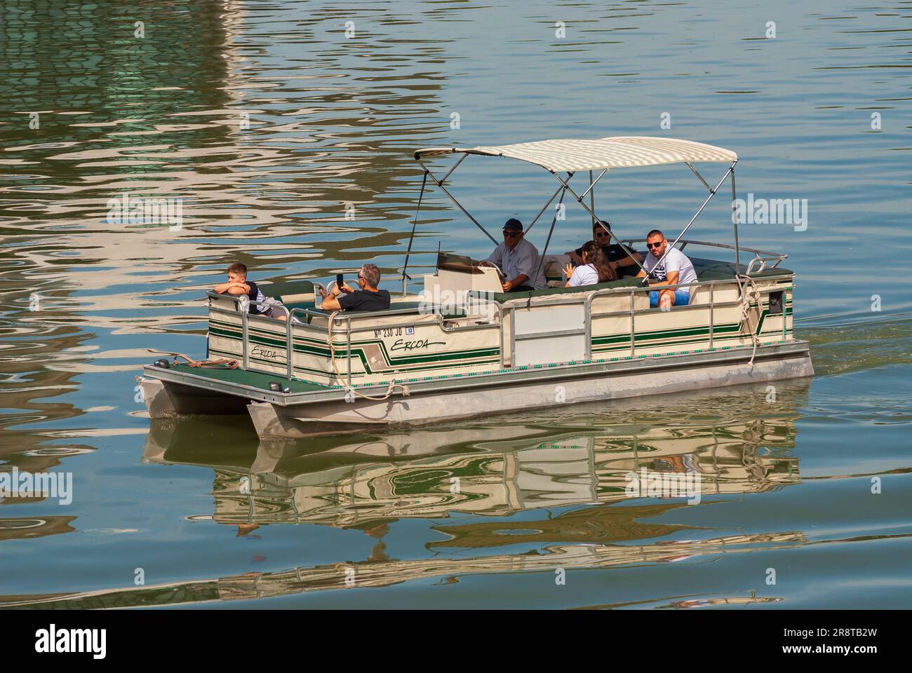 Georgia, Tbilisi - September 17, 2022: Tourists ride on a pleasure boat ...