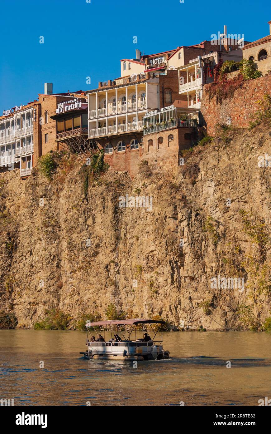 Georgia, Tbilisi - October 30, 2022: Tourists ride on a pleasure boat ...
