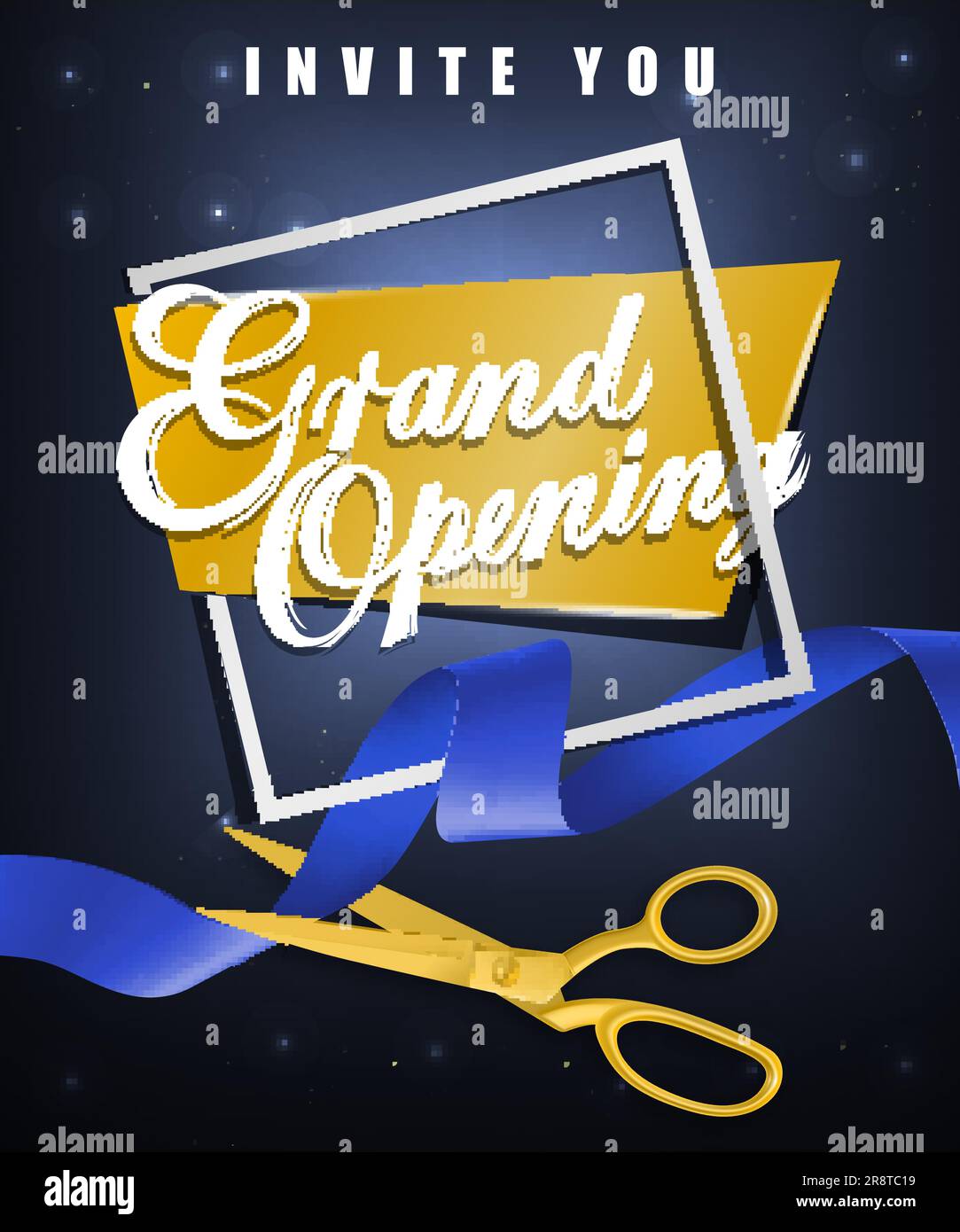 Grand opening, invite you festive poster design Stock Vector Image ...