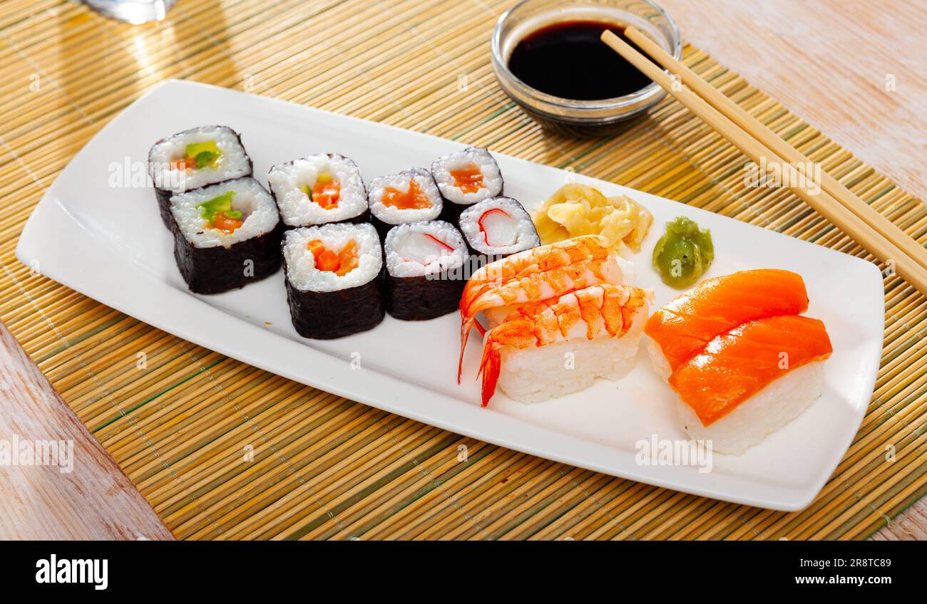 Assorted sushi maki and nigiri Stock Photo - Alamy