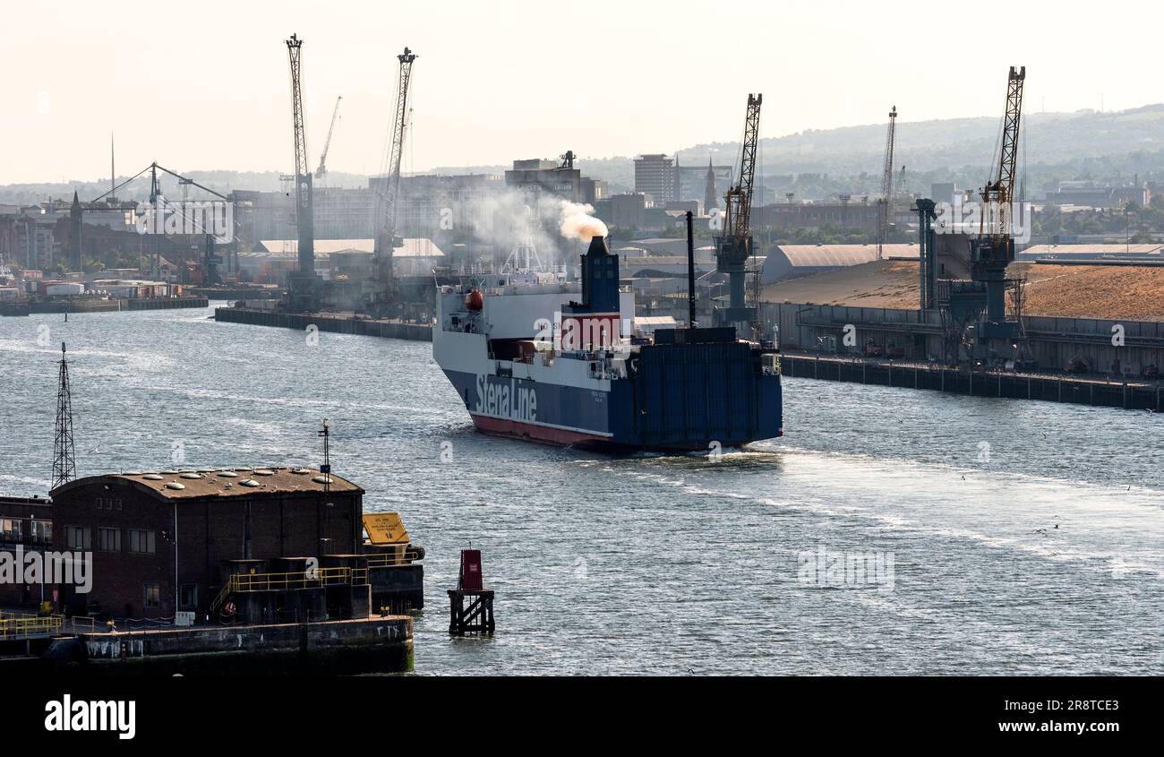 Belfast Harbour Northern Ireland UK. June 2023. The roro cargo ferry ...