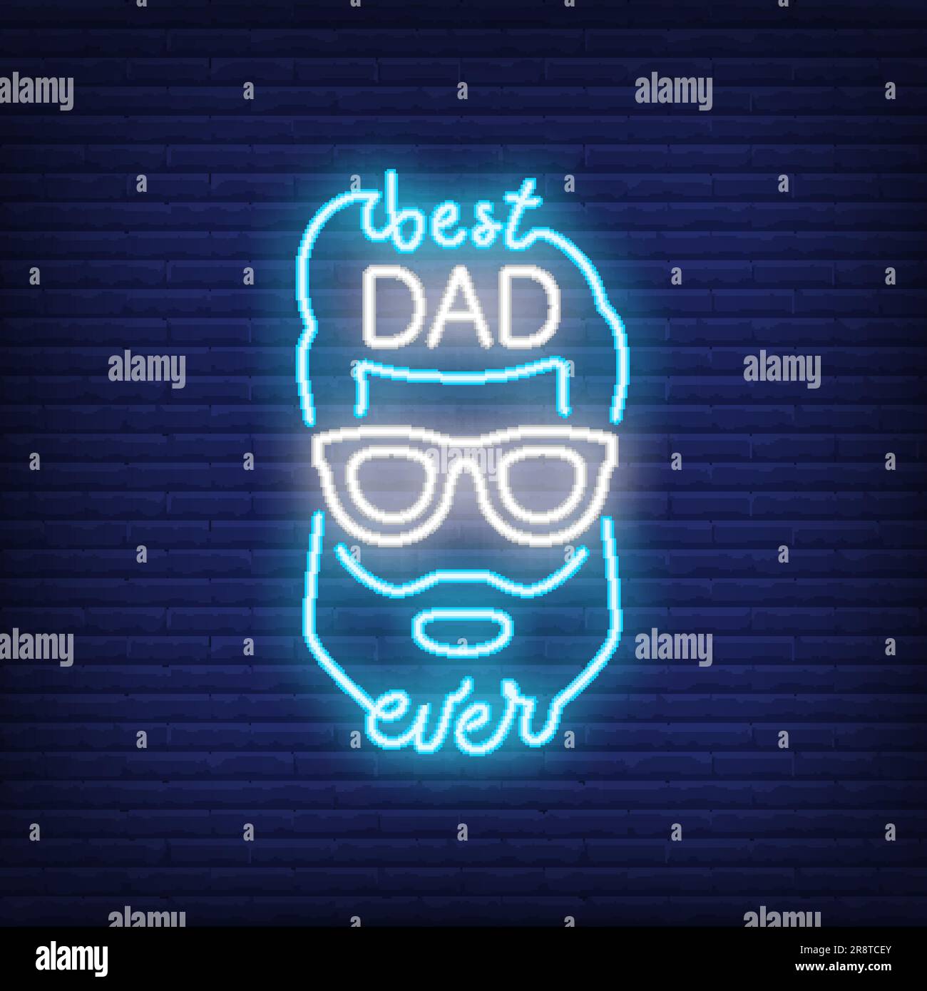 Best Dad Ever neon style icon on brick background Stock Vector Image ...
