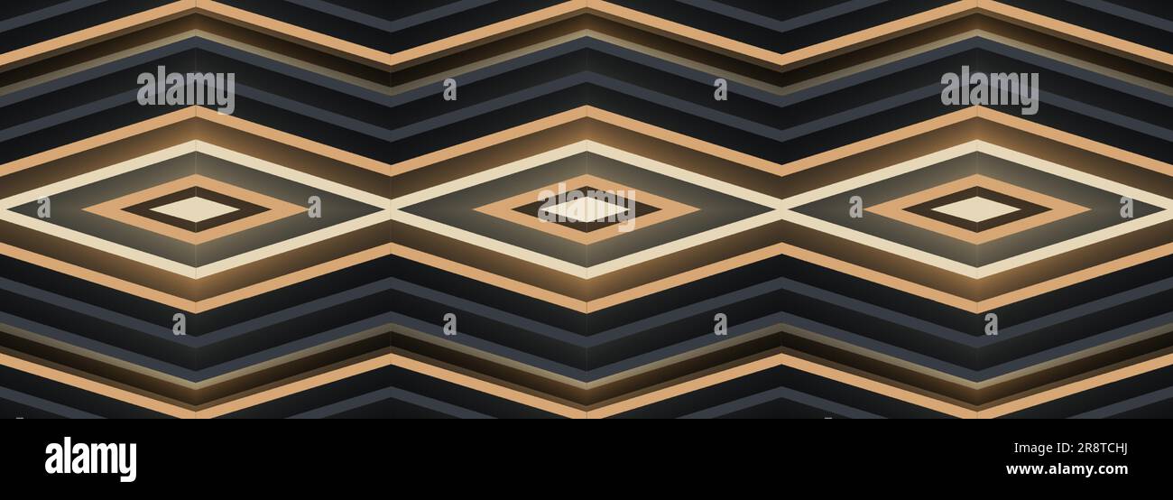 Wide vector black and beige abstract geometric background with rhombus ...