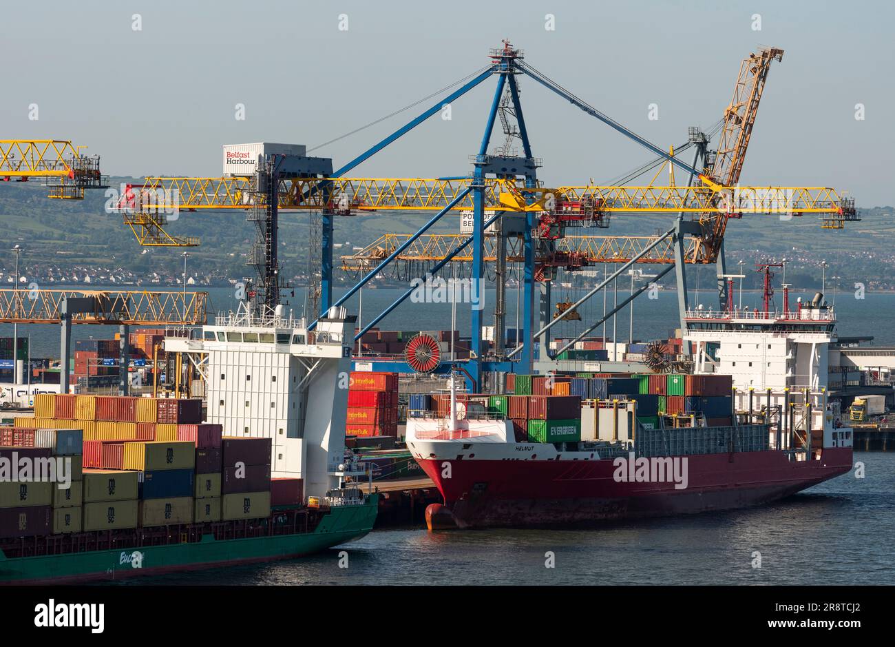 Belfast Harbour Northern Ireland UK. Container ships loading and ...
