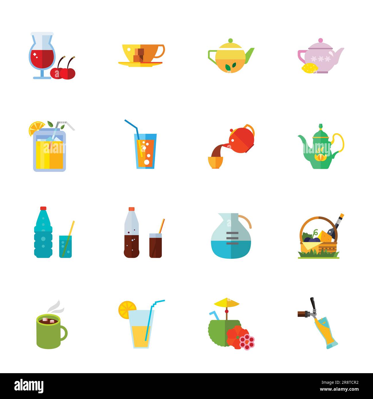 Drinks icon set. Break, refreshment, cafe menu Stock Vector Image & Art ...