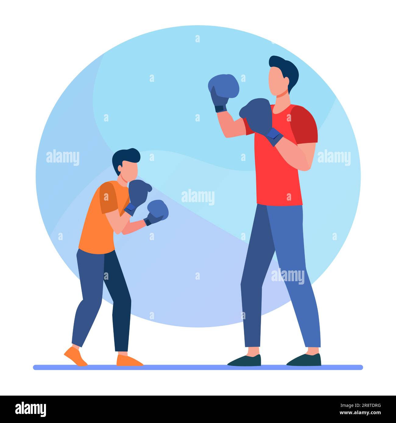 Dad and son training boxing skills Stock Vector Image & Art - Alamy