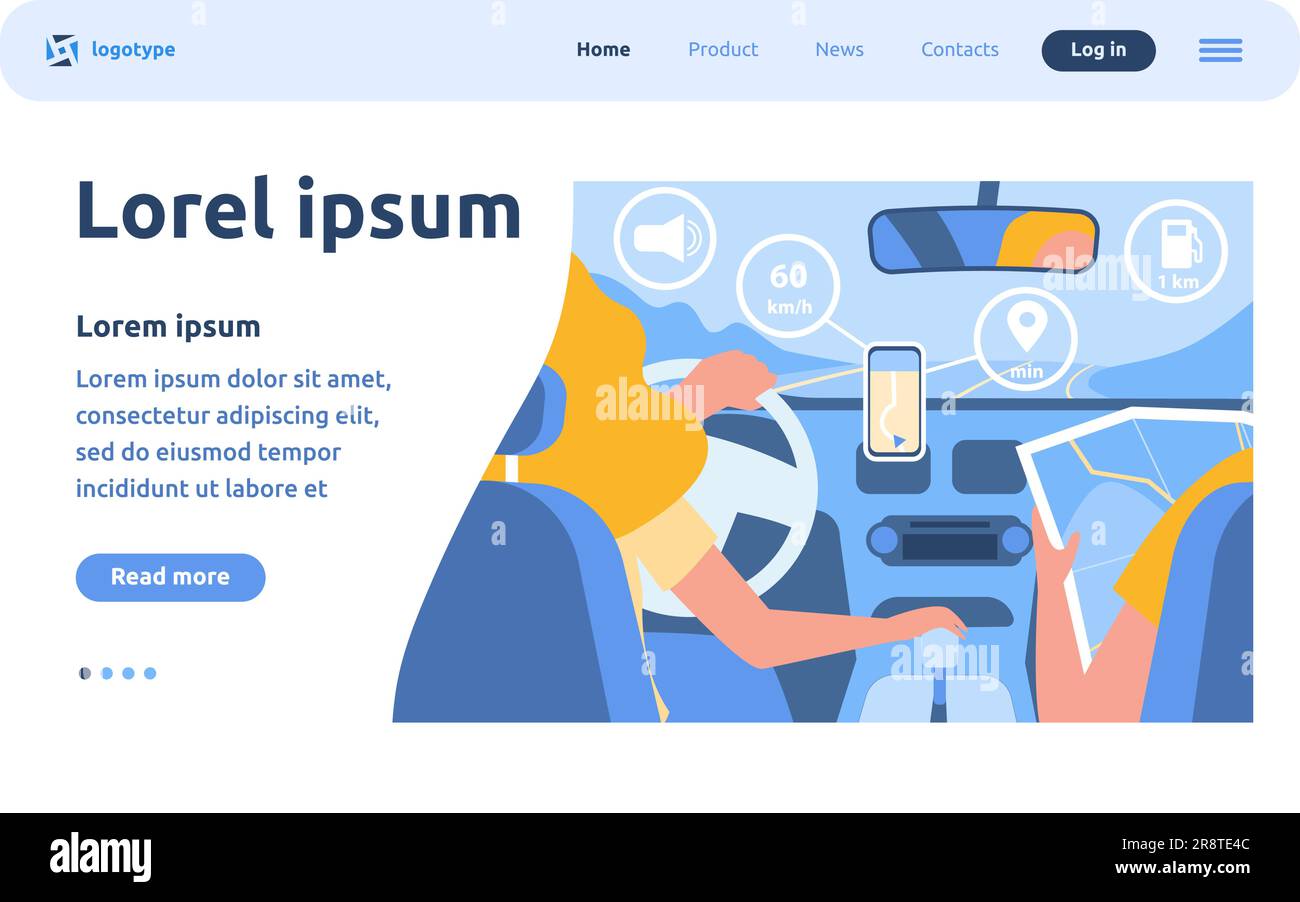 Driver and passenger navigating on road within map Stock Vector Image ...