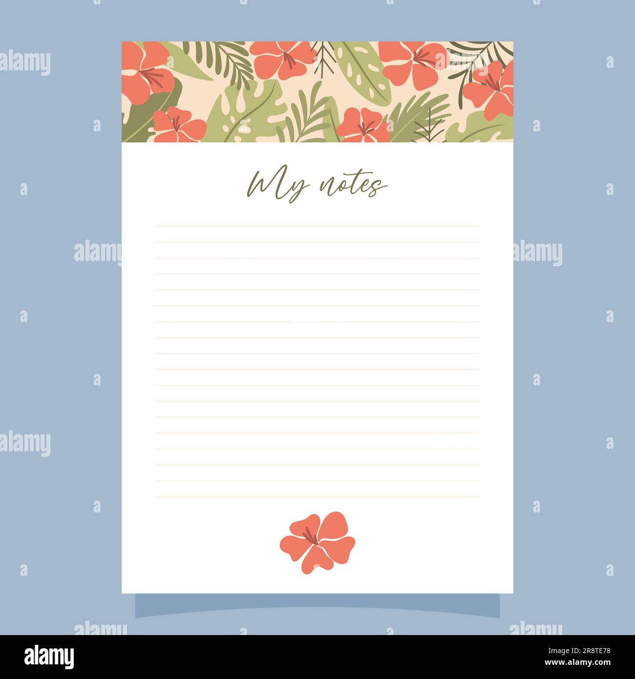 Printable notes concept, with tropical exotic background. Vector ...