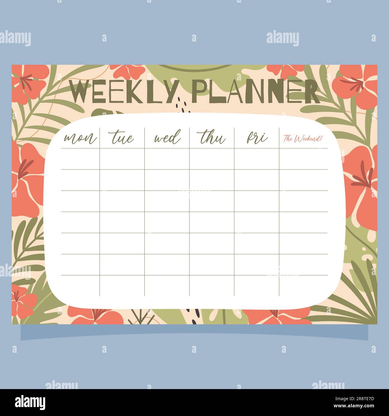 Printable weekly planner concept, with tropical exotic background ...