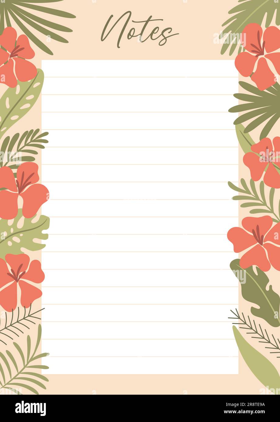 Printable notes concept, with tropical exotic background. Vector ...