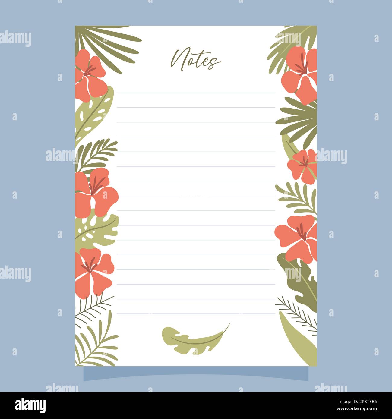 Printable notes concept, with tropical exotic background. Vector ...
