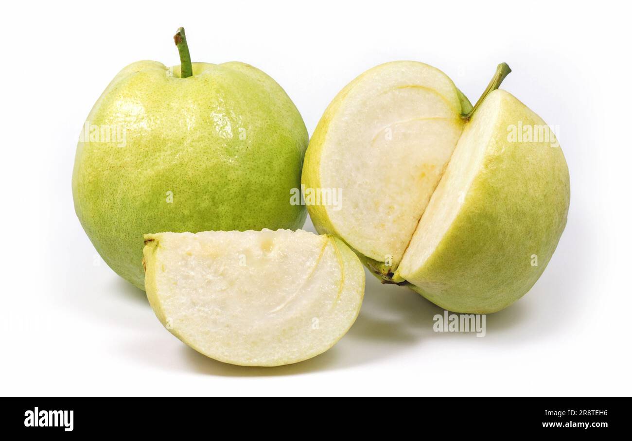 guava fruits isolated on white background Stock Photo - Alamy