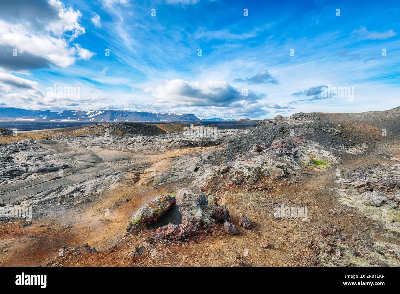 Breathtaking frozen lavas field in the geothermal valley Leirhnjukur ...