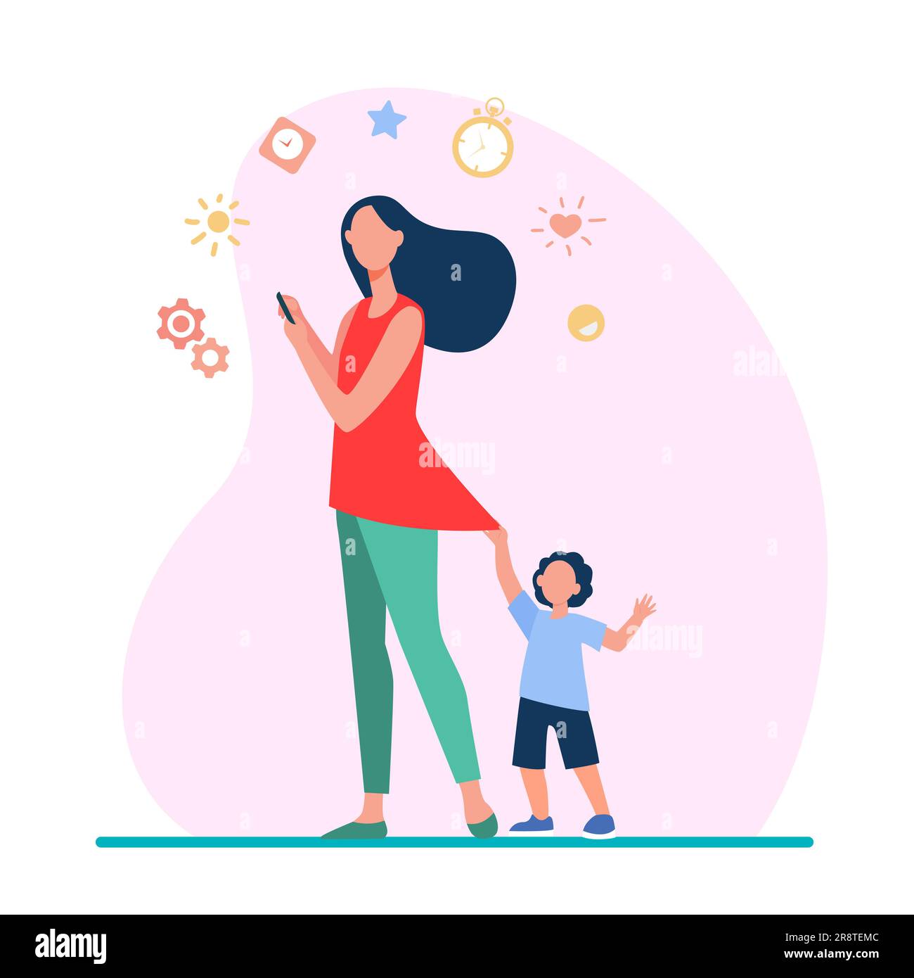 Kid asking mom for attention Stock Vector Image & Art - Alamy