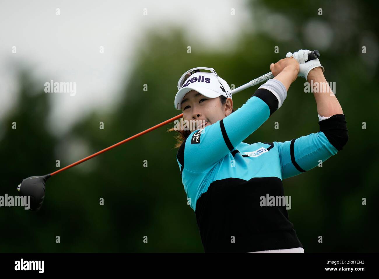 Kim A-lim, of South Korea, tees off on the 14th hole during the first ...