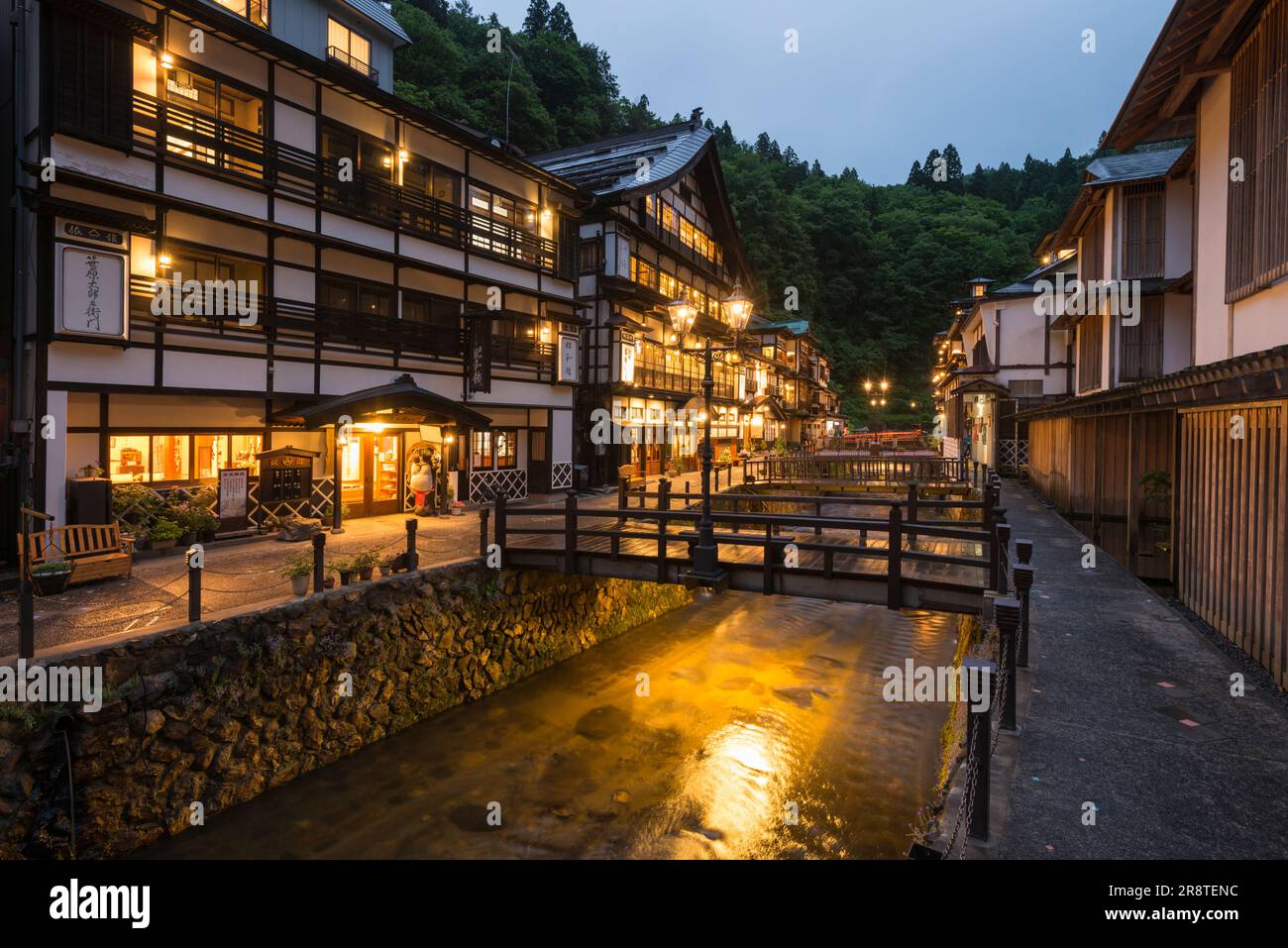 Evening view of Ginzan Onsen Stock Photo - Alamy