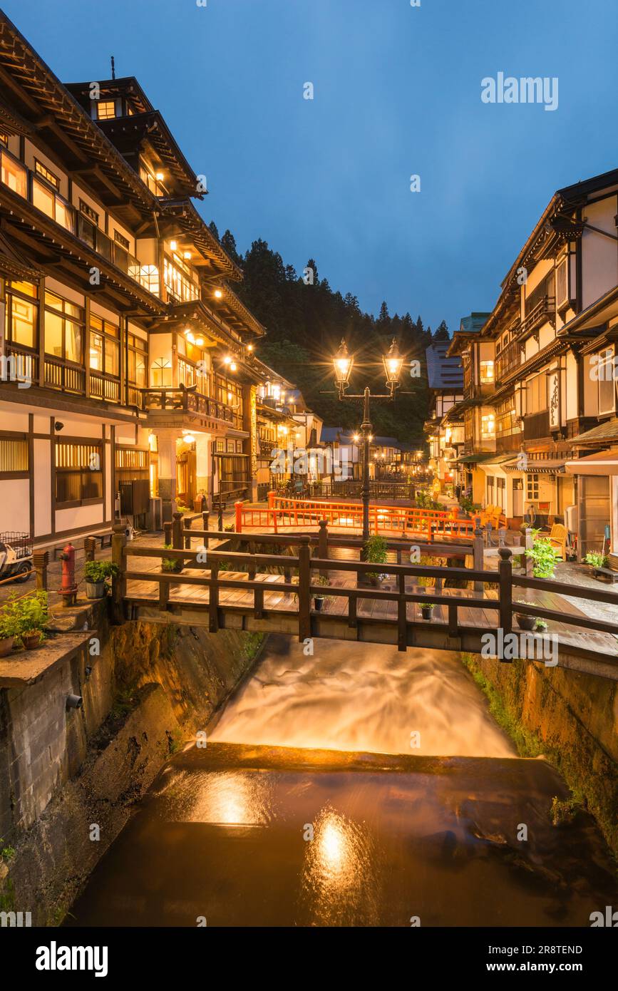 Evening view of Ginzan Onsen Stock Photo - Alamy