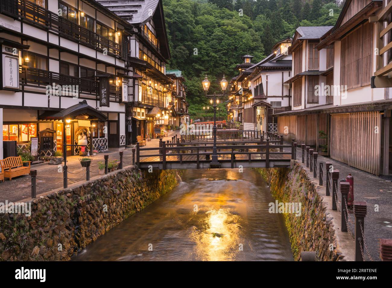Evening view of Ginzan Onsen Stock Photo - Alamy