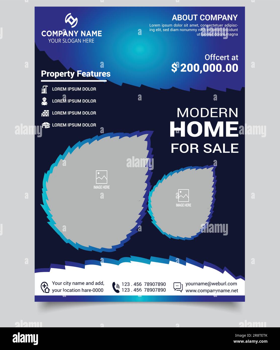 Real Estate Flyer Template Vector File. Black, Blue And Green Color ...