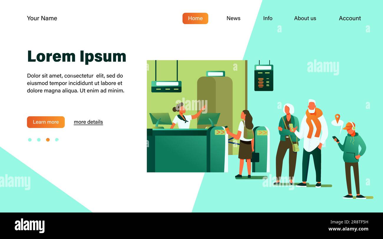 Group of passengers standing in queue to counter Stock Vector Image ...