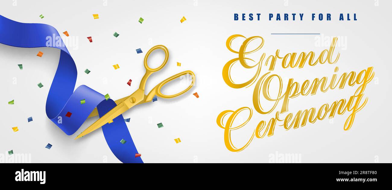 Grand opening ceremony, best party for all festive banner design Stock ...