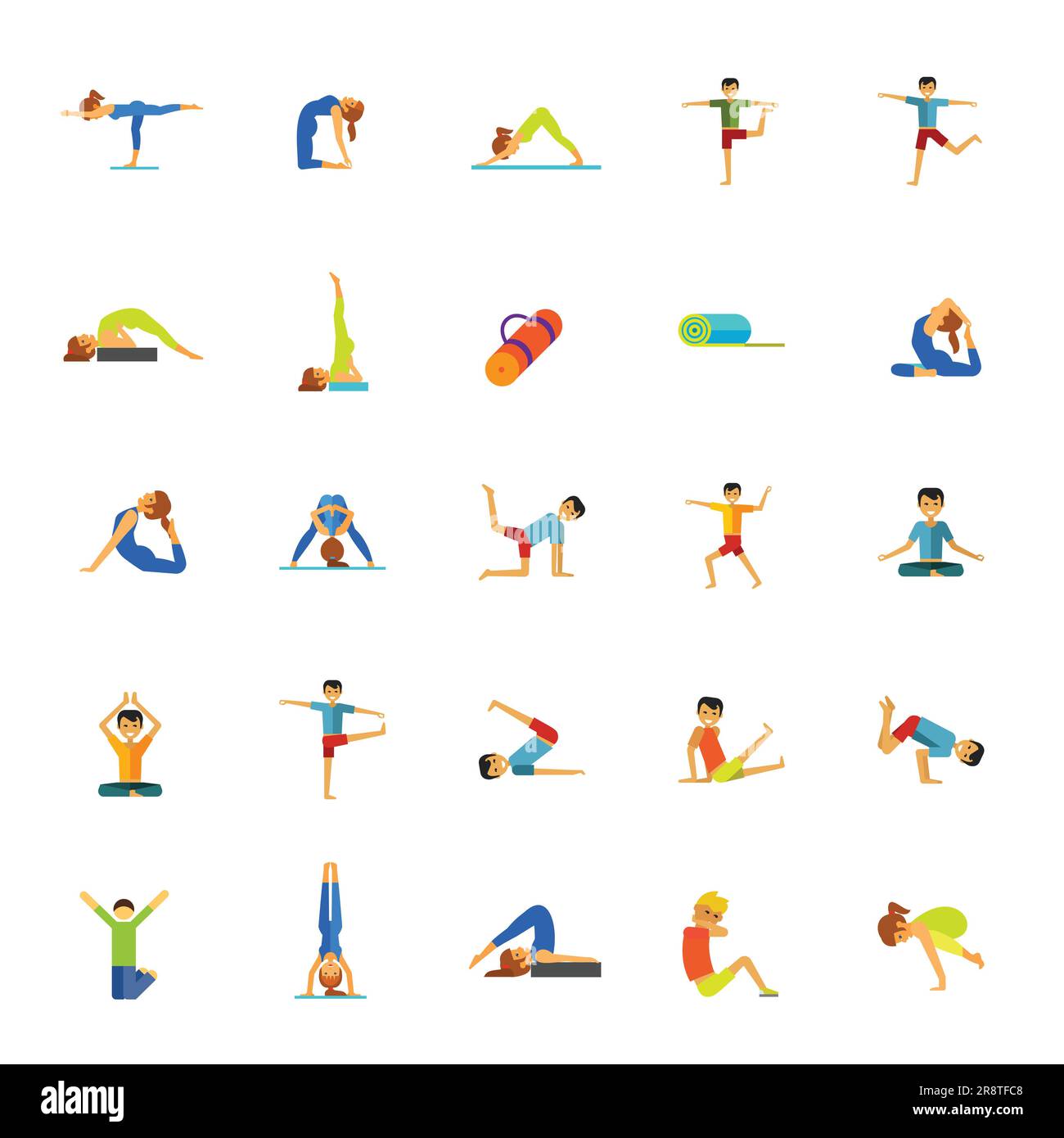 Yoga poses and fitness exercises icon set Stock Vector Image & Art - Alamy