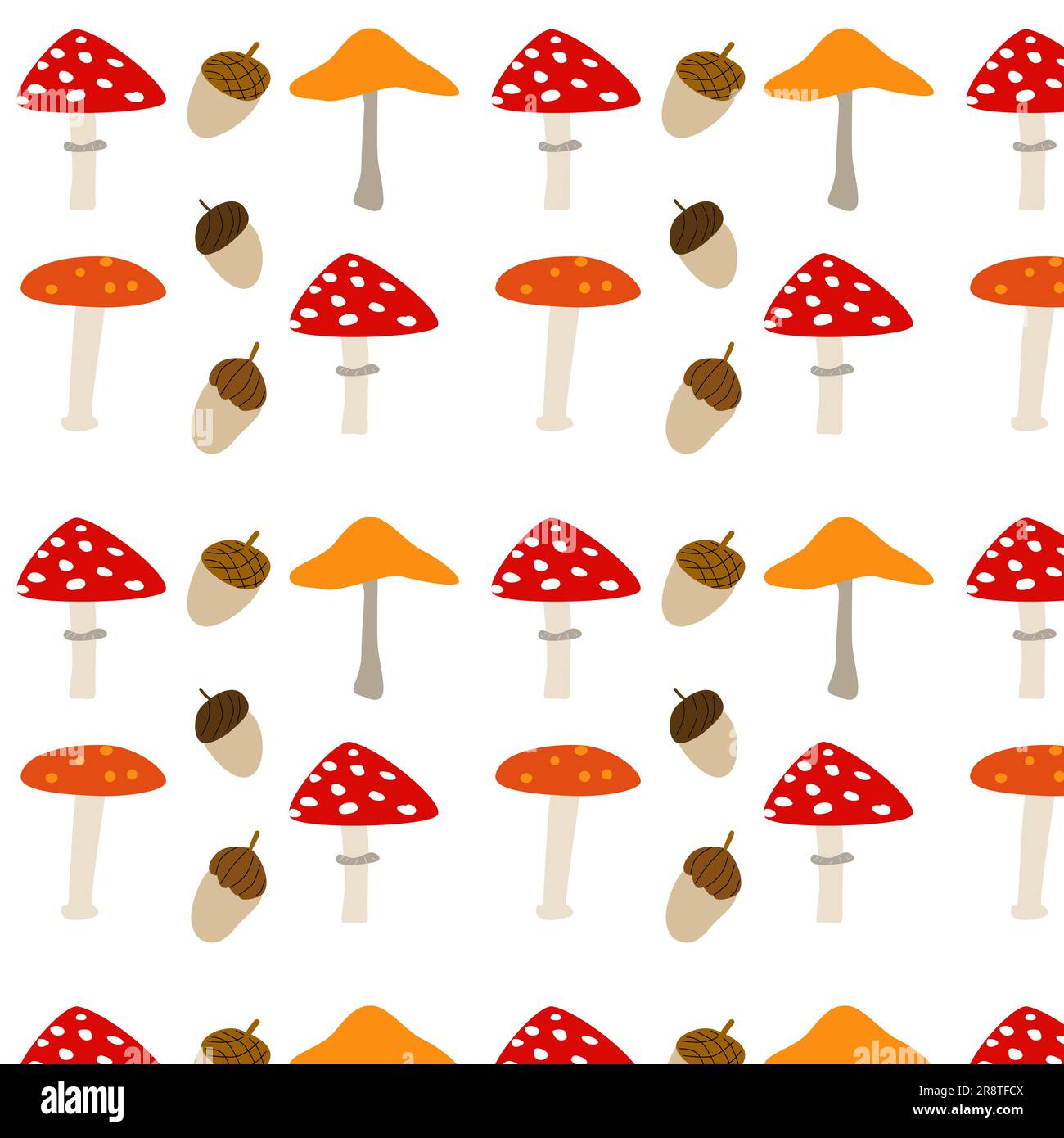 cartoon seamless pattern with mushrooms and acorn Stock Vector Image ...