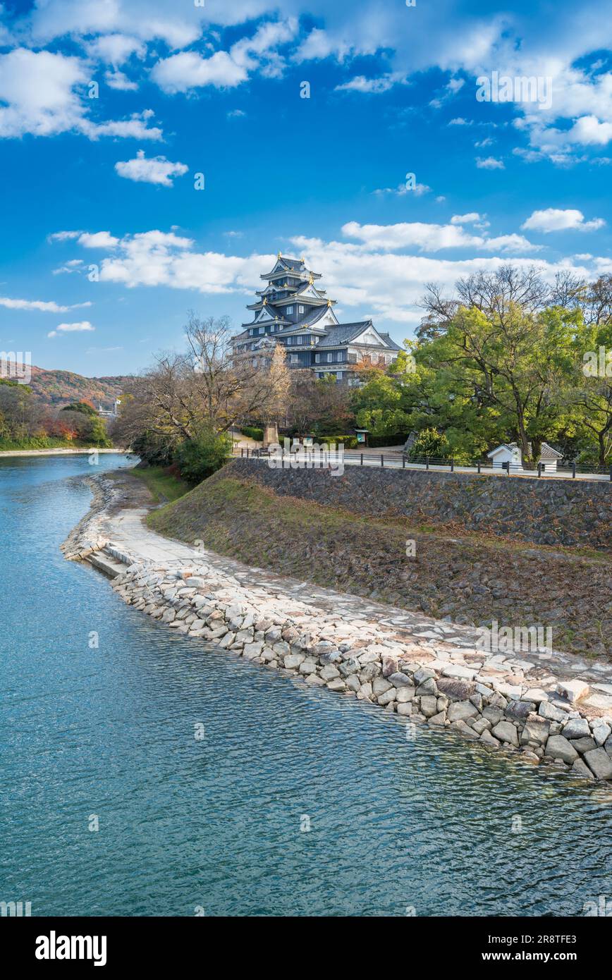 Sunny Okayama Castle and Asahikawa river Stock Photo - Alamy