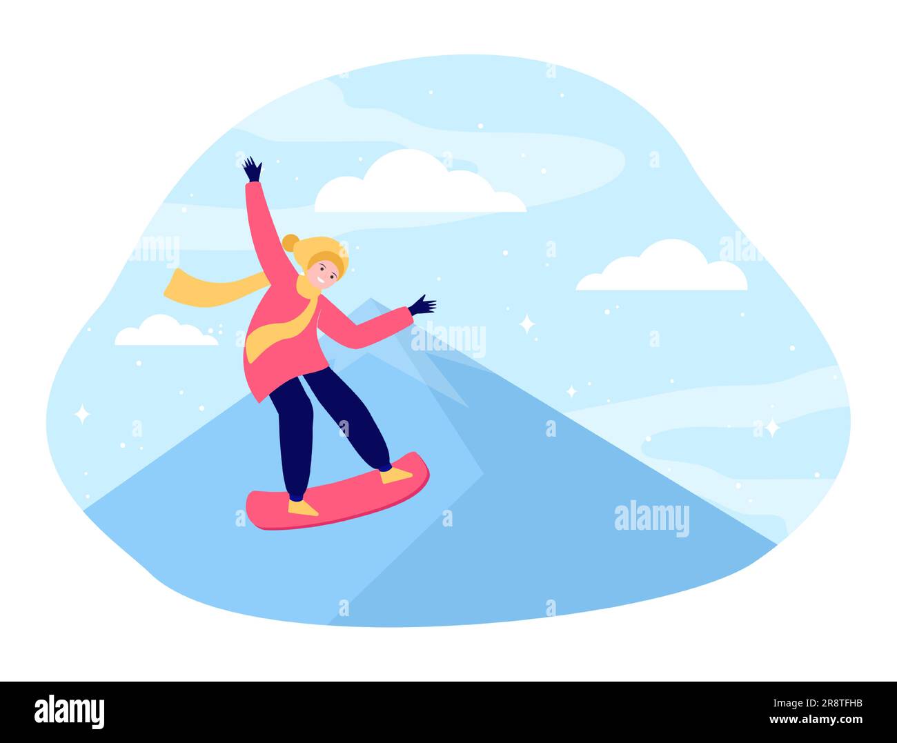 Young cartoon person snowboarding from mountain Stock Vector Image ...