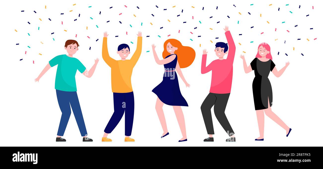 Cartoon illustration happy people dancing hi-res stock photography and images - Alamy