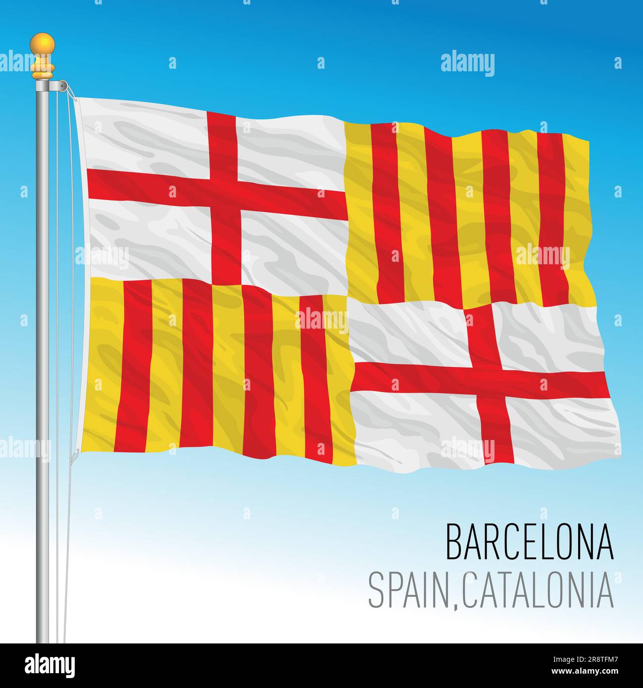 Barcelona city municipal flag, Catalonia, Spain, vector illustration ...