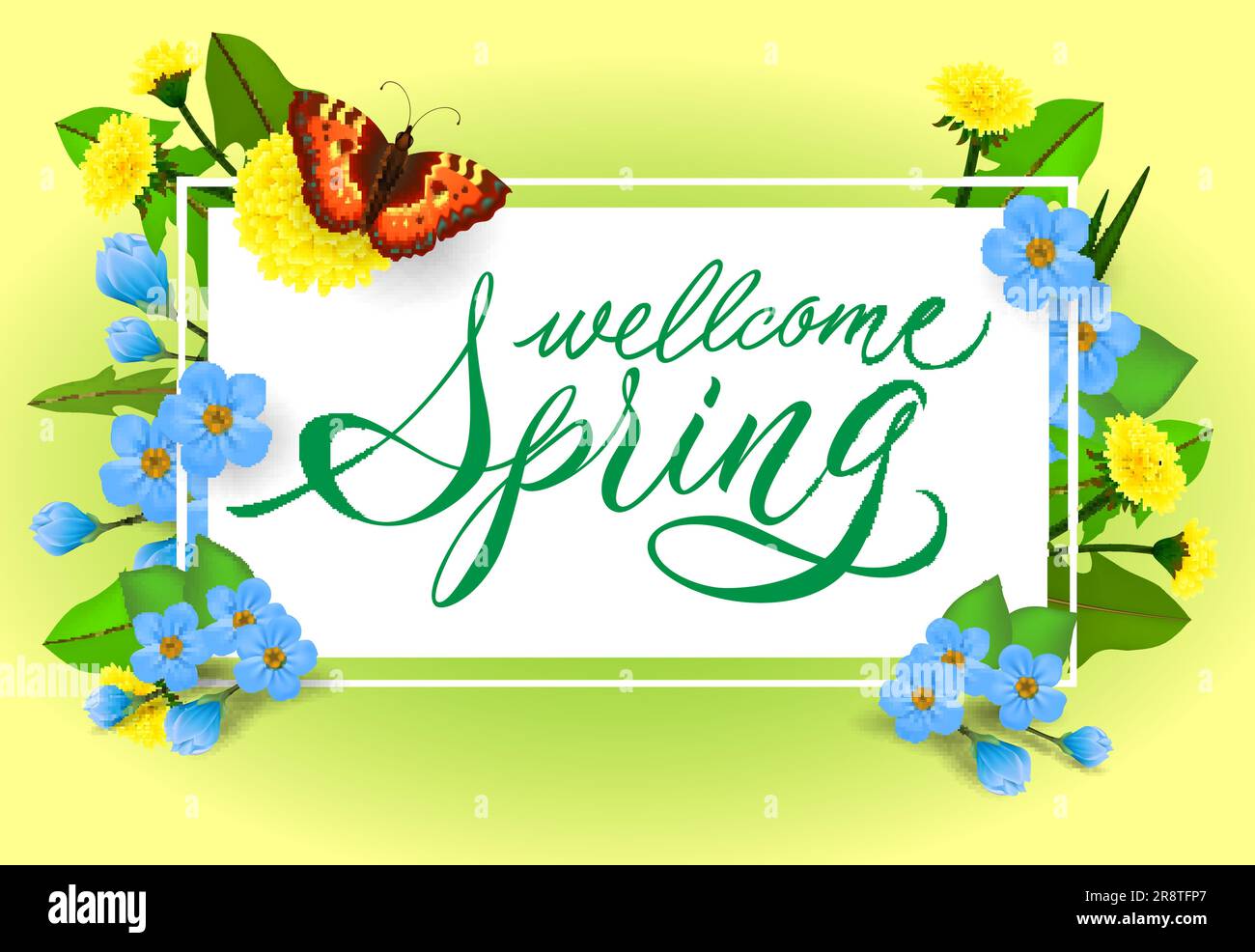 Welcome spring lettering with butterfly Stock Vector Image & Art - Alamy