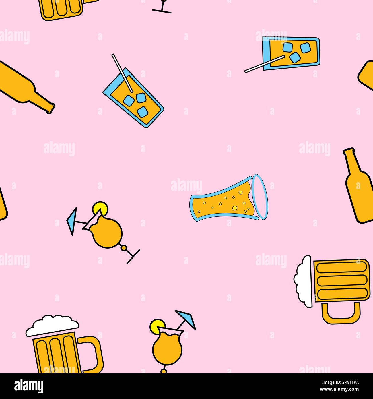Seamless pattern of simple abstract alcoholic cocktails in glass ...