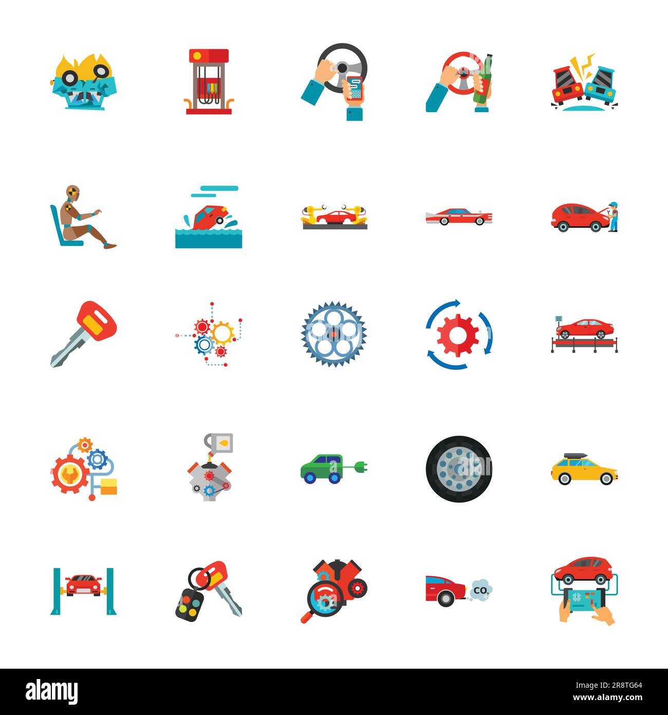 Car driving, car production, auto service icon set Stock Vector Image ...