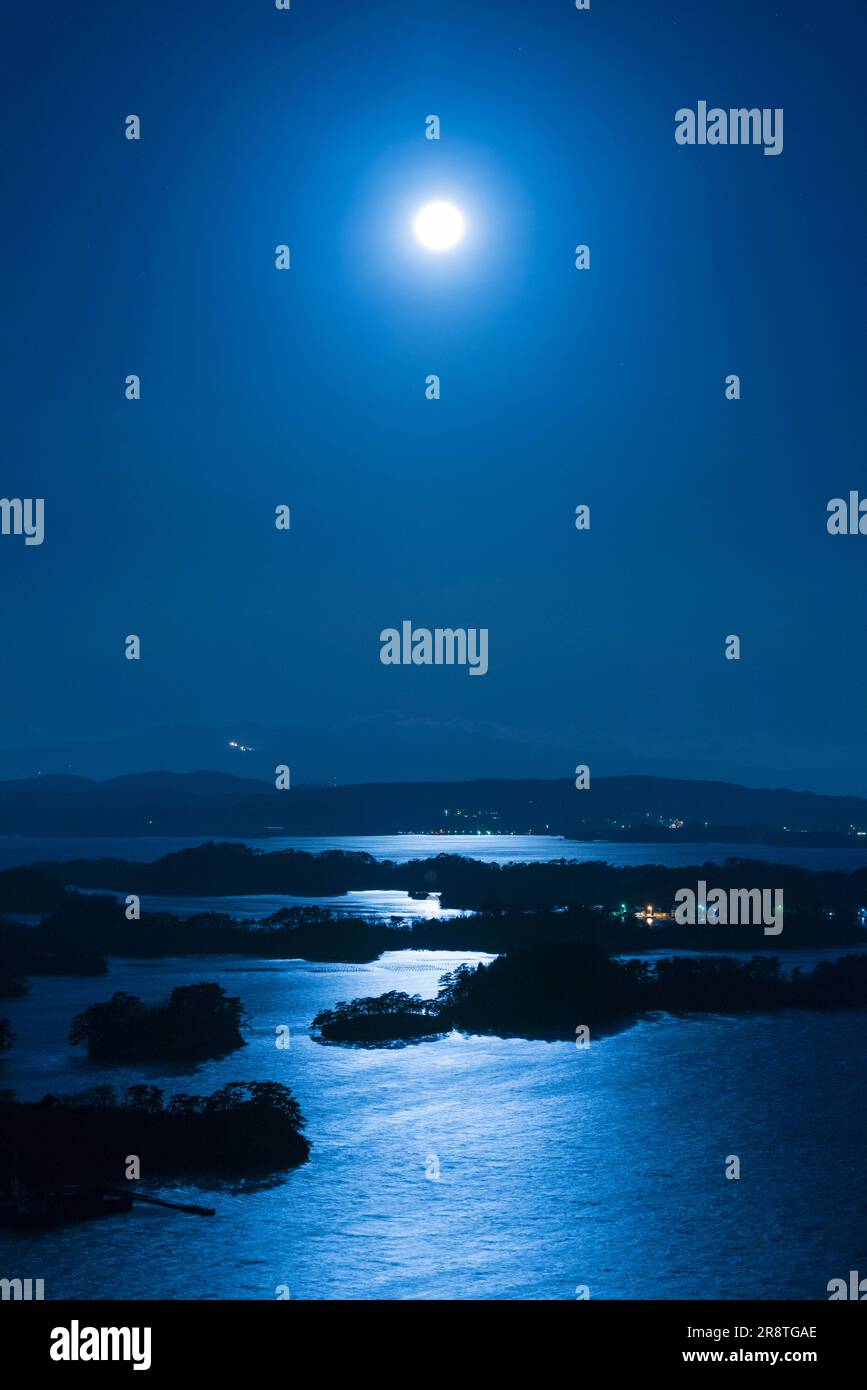Moon and sea of Matsushima seen from Otakamori Stock Photo - Alamy