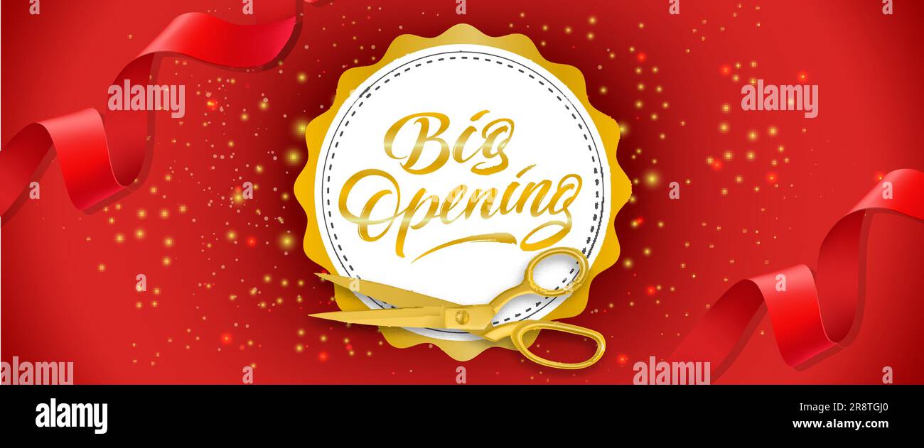 Big opening red sparkling banner design Stock Vector Image & Art - Alamy