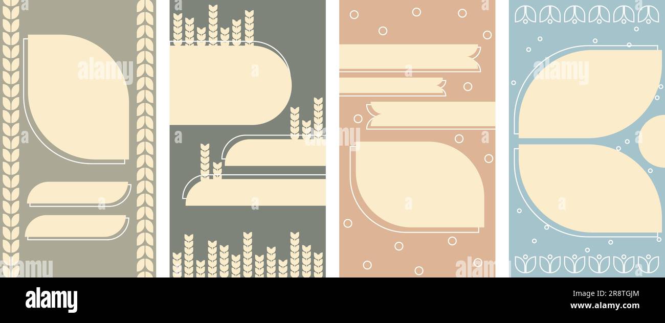 Set of pastel abstract vertical background in one wheat style ...