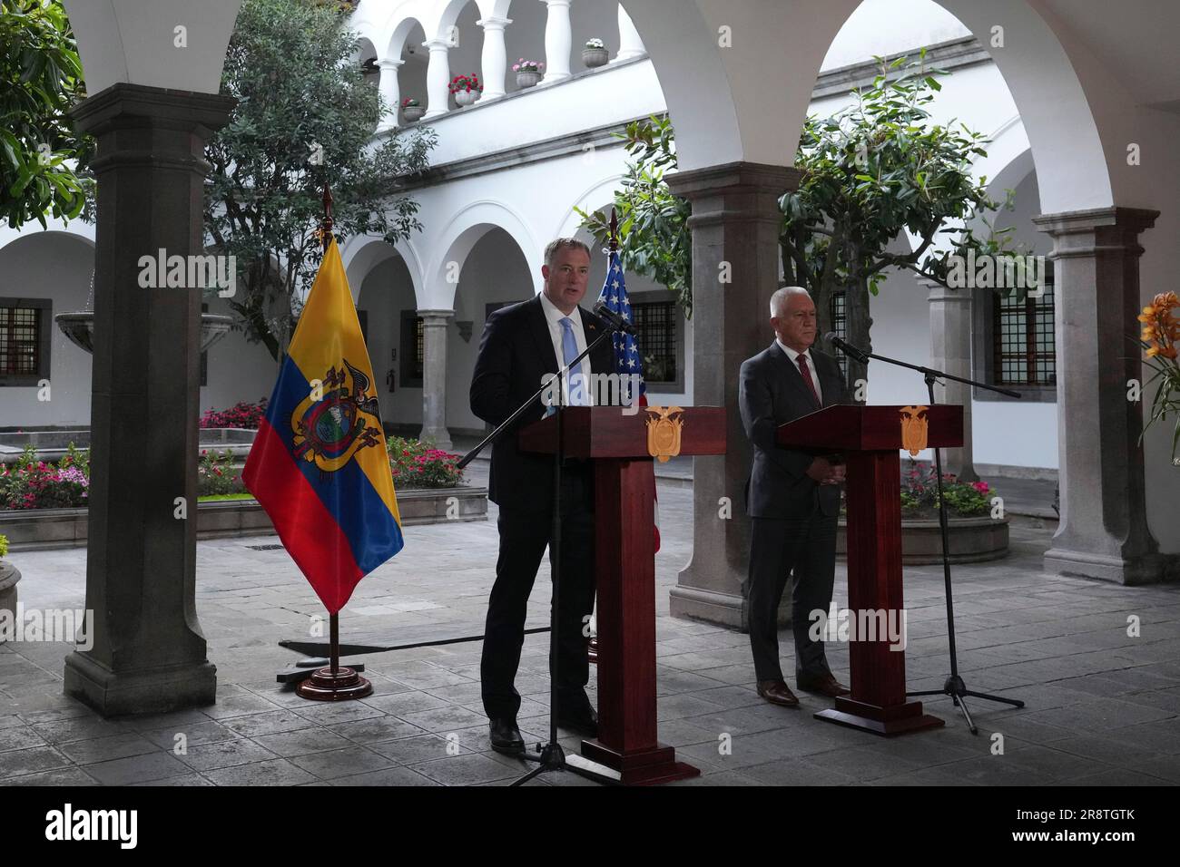 Ecuador's Defense Minister Luis Lara, right, and Daniel Erikson, Deputy ...